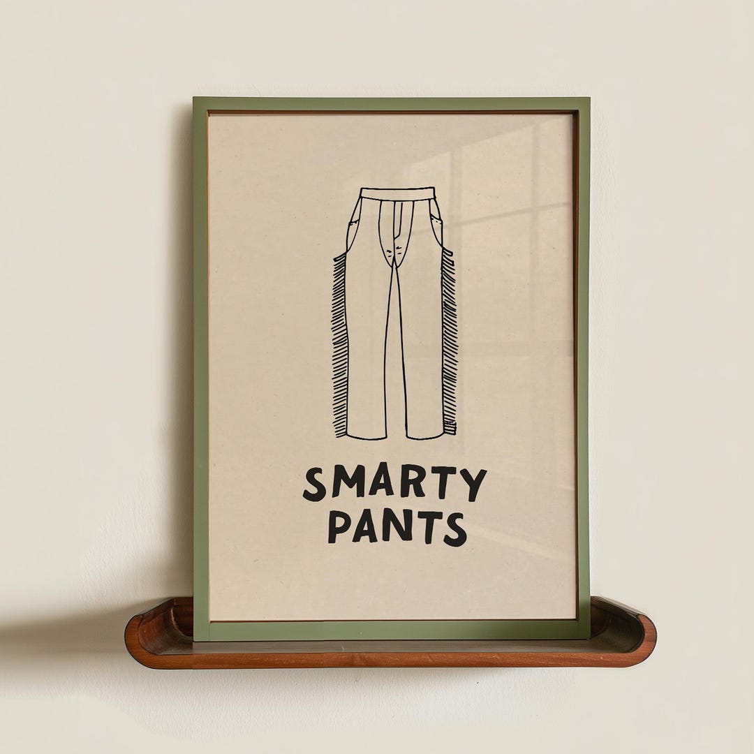Smarty Pants – Playful Western Typography Art Print. Black on Cream ...