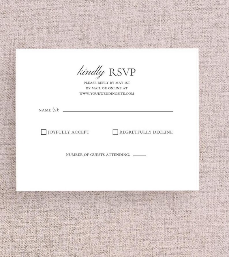 Editable Wedding RSVP Card Template — Lillie Collection | Classic Reply ...