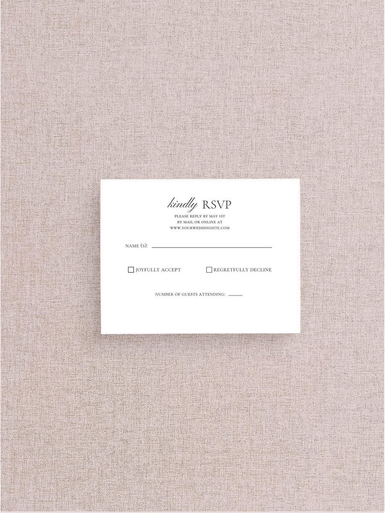 Editable Wedding RSVP Card Template — Lillie Collection | Classic Reply ...