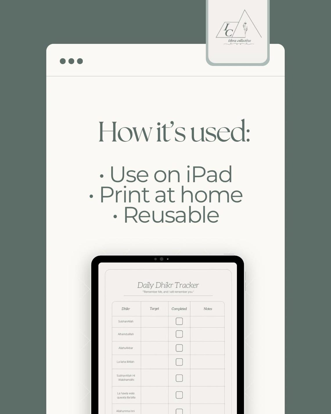 Digital Dhikr Tracker | Printable Islamic Daily & Weekly Planner ...