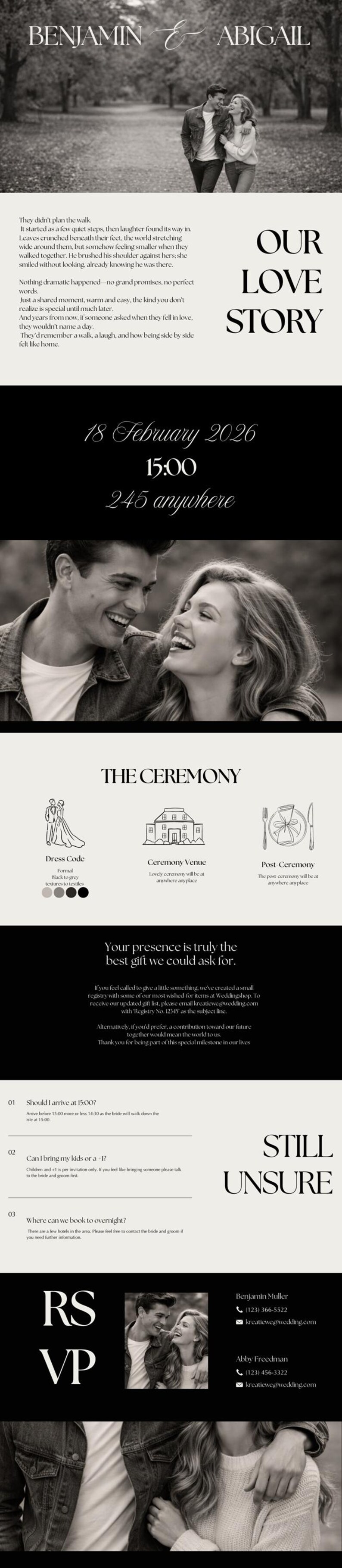 Simple, Minimalist Wedding Website Template, Elegant Design and Easy to ...