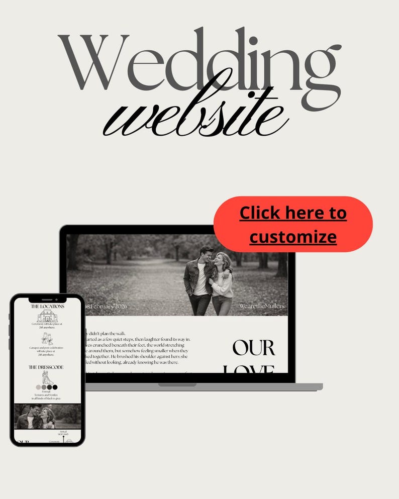 Simple, Minimalist Wedding Website Template, Elegant Design and Easy to ...