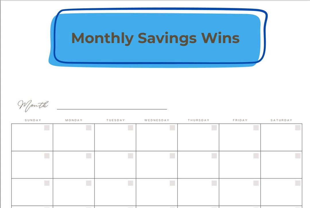 Monthly Savings Wins Tracker Printable | Undated Calendar | No-spend ...