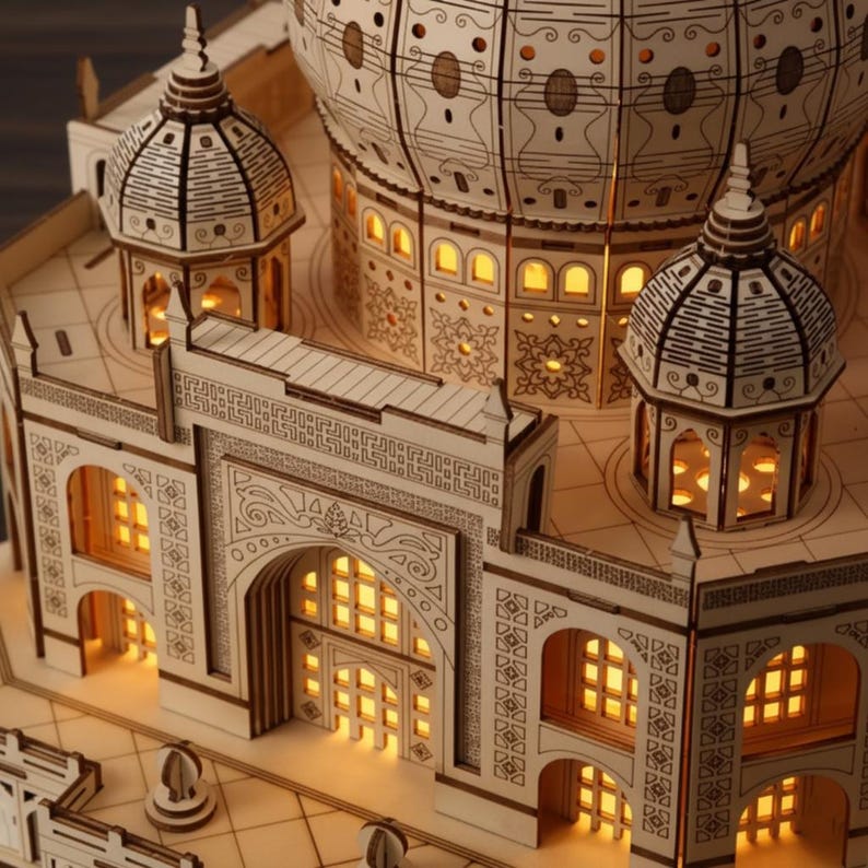 3D Wooden Taj Mahal Puzzle – DIY LED Model Kit - Etsy Canada
