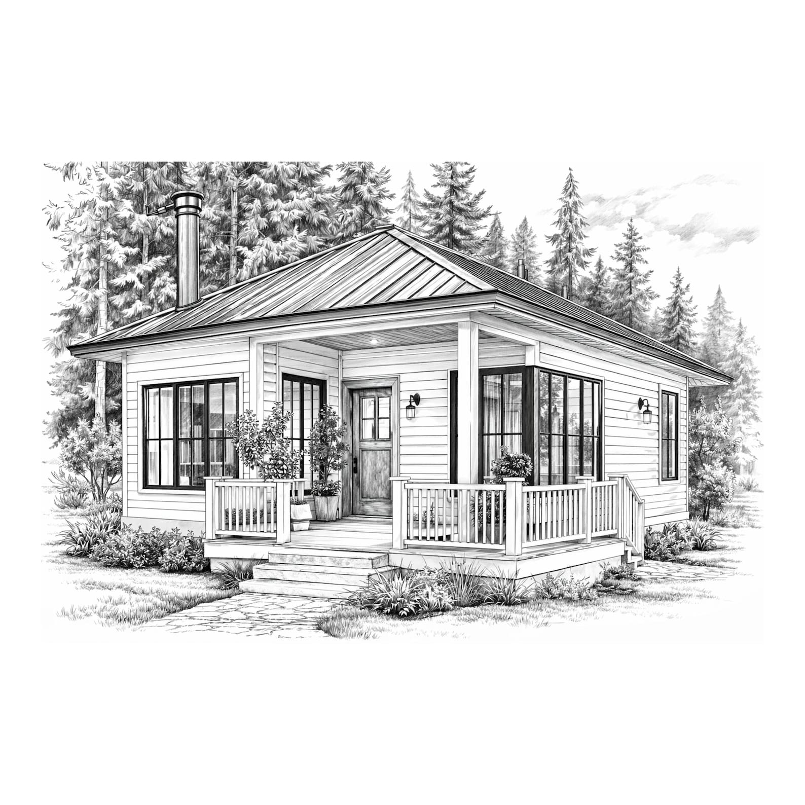 Modern Farmhouse Tiny House Plans, Small Cottage Blueprint (digital ...