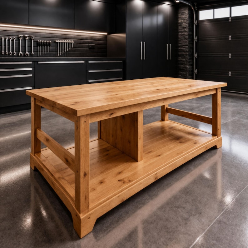 Mobile Workbench Plans, DIY Work Table With Shelves, Woodworking Bench ...