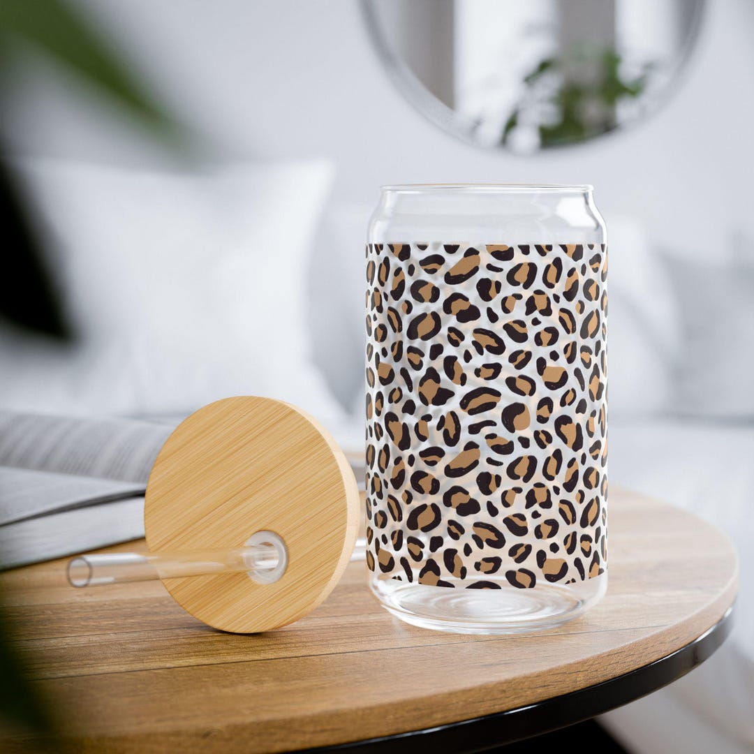 Leopard Print Sipper Glass | 16oz Animal Print Tumbler - Etsy