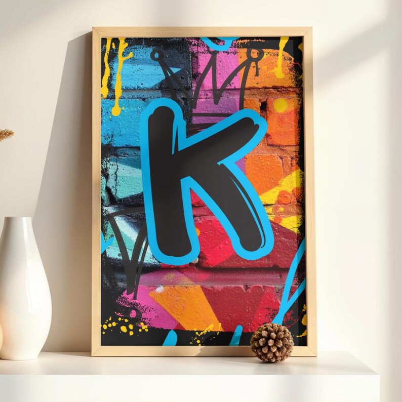Graffiti Initial K Poster – Trendy Teen Bedroom Decor Letter - Funky ...