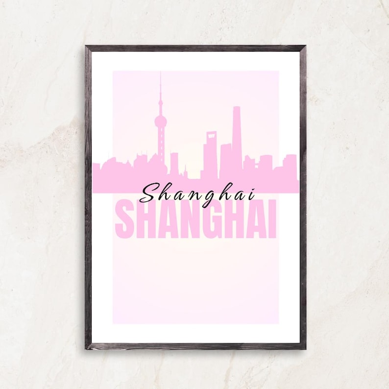 Shanghai - Pink Poster - Bedroom Wall Art, Girl's Room, Home Decor ...