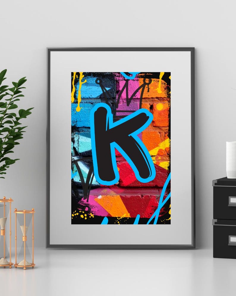 Graffiti Initial K Poster – Trendy Teen Bedroom Decor Letter - Funky ...