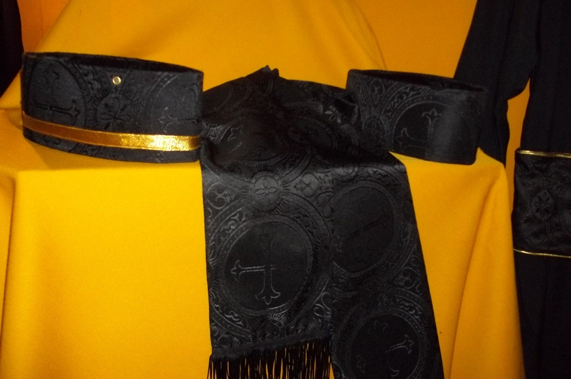 Black On Black 33 Button Cassock With French Cuffs And Etsy