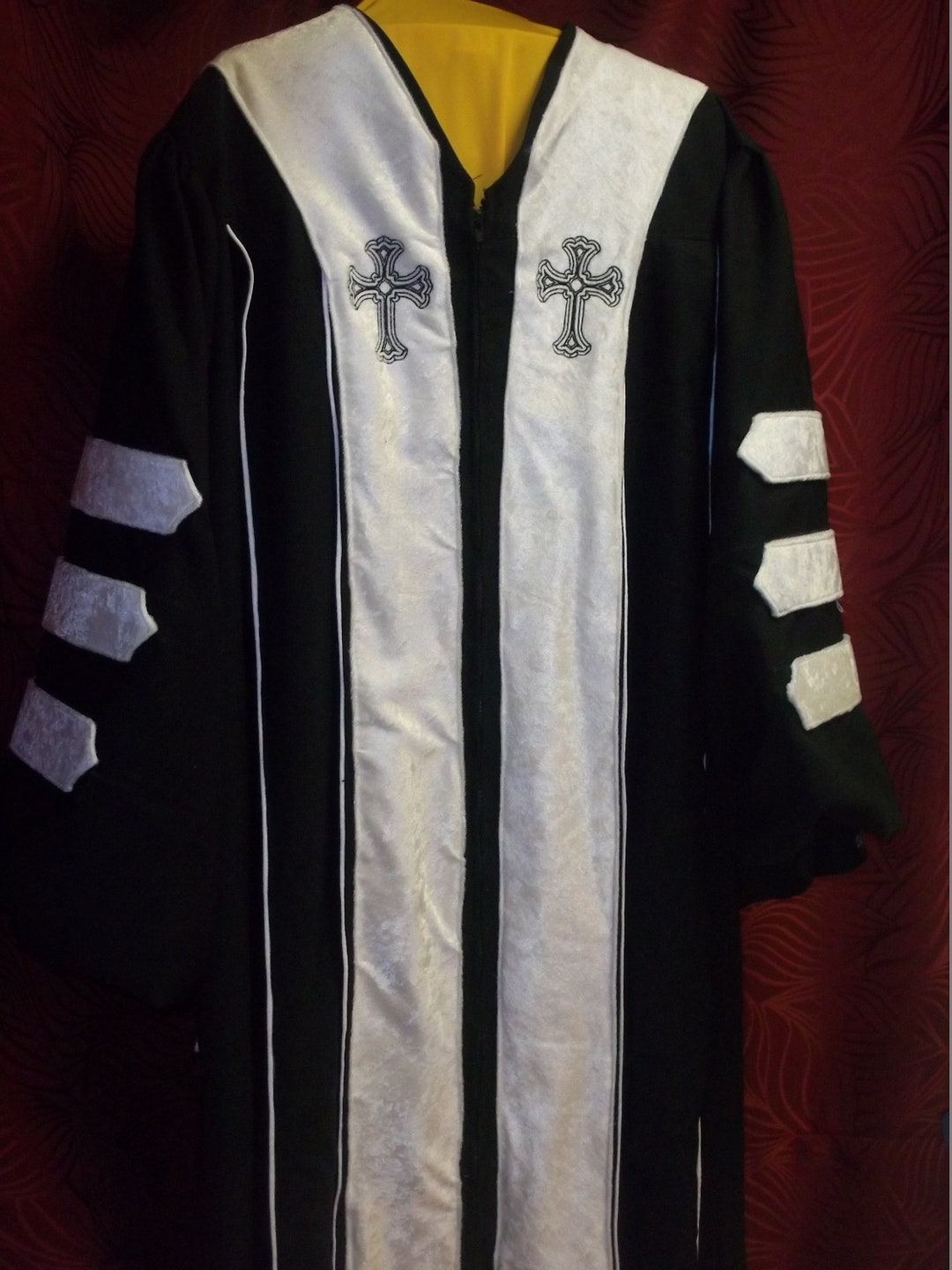 Custom Designed Pastor's Pulpit Robe in Black Gaberdine W/ - Etsy