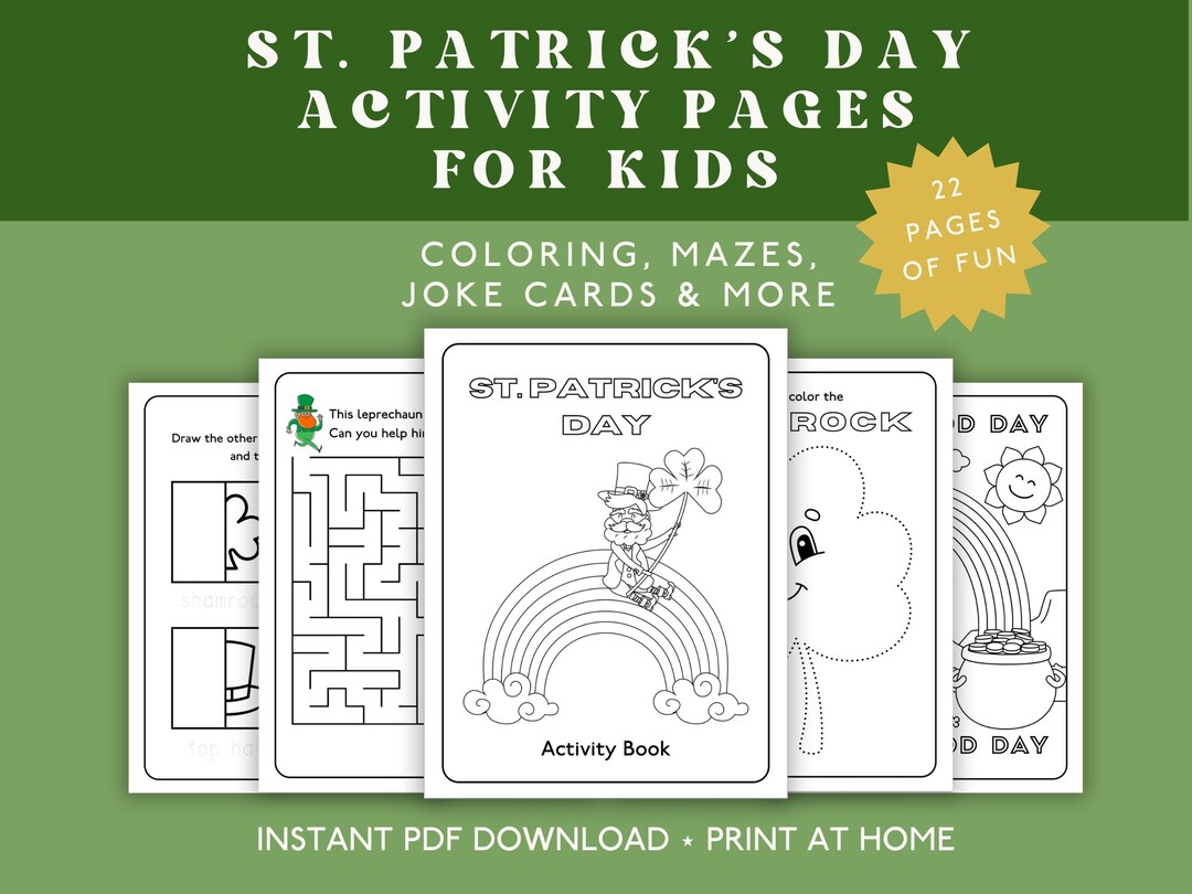 St. Patrick's Day Kids Activity Book Saint Pattys Digital Download ...