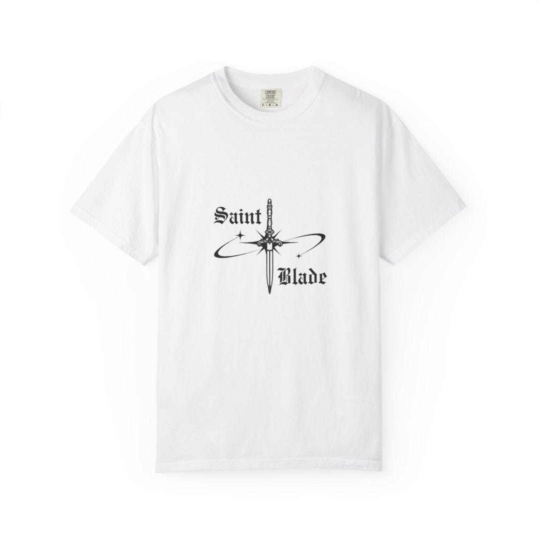 Saint Blade Sword Logo T-shirt | Gothic Script, Celestial Ring - Etsy