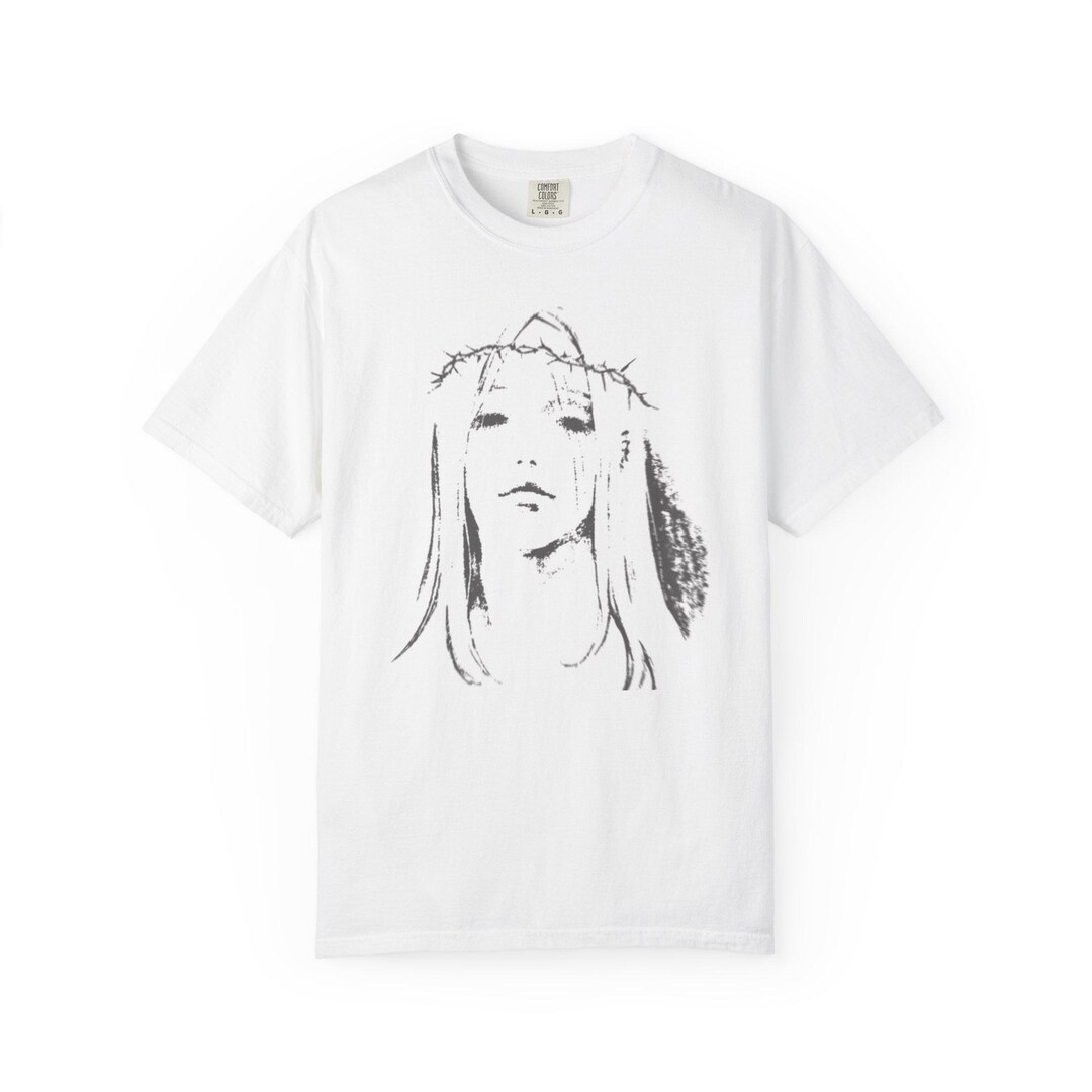 Crown of Thorns Portrait T-shirt | Hand-drawn Monochrome Face Artwork ...