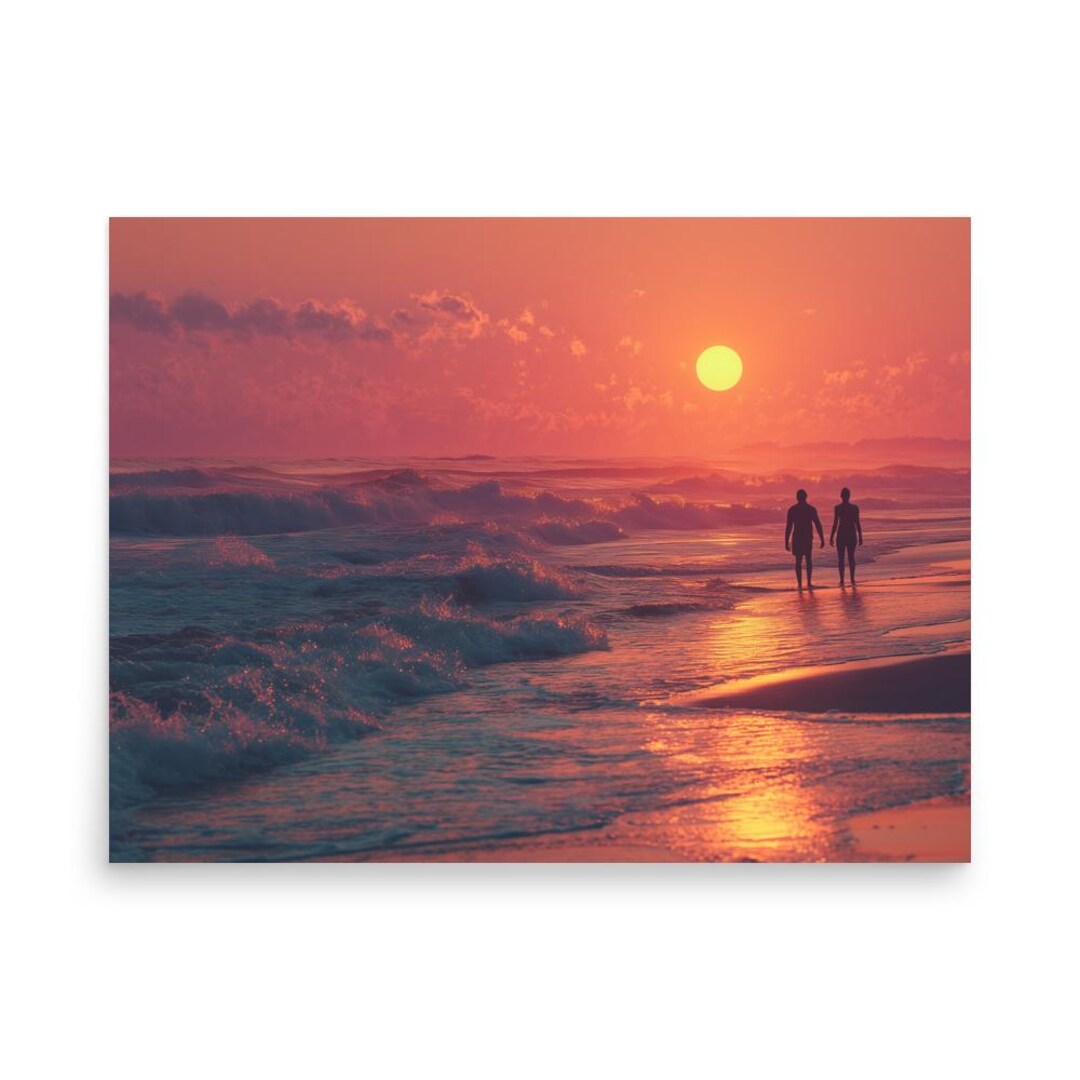 Sunset Beach Print: Romantic Coastal Wall Art (pink, Multiple Sizes) - Etsy