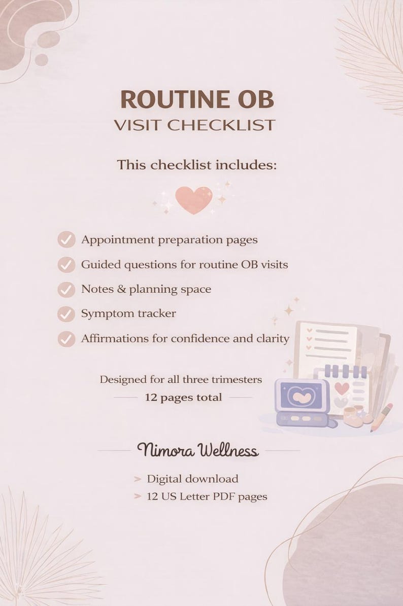 Prenatal OB Visit Checklist Printable | Pregnancy Appointment Questions ...