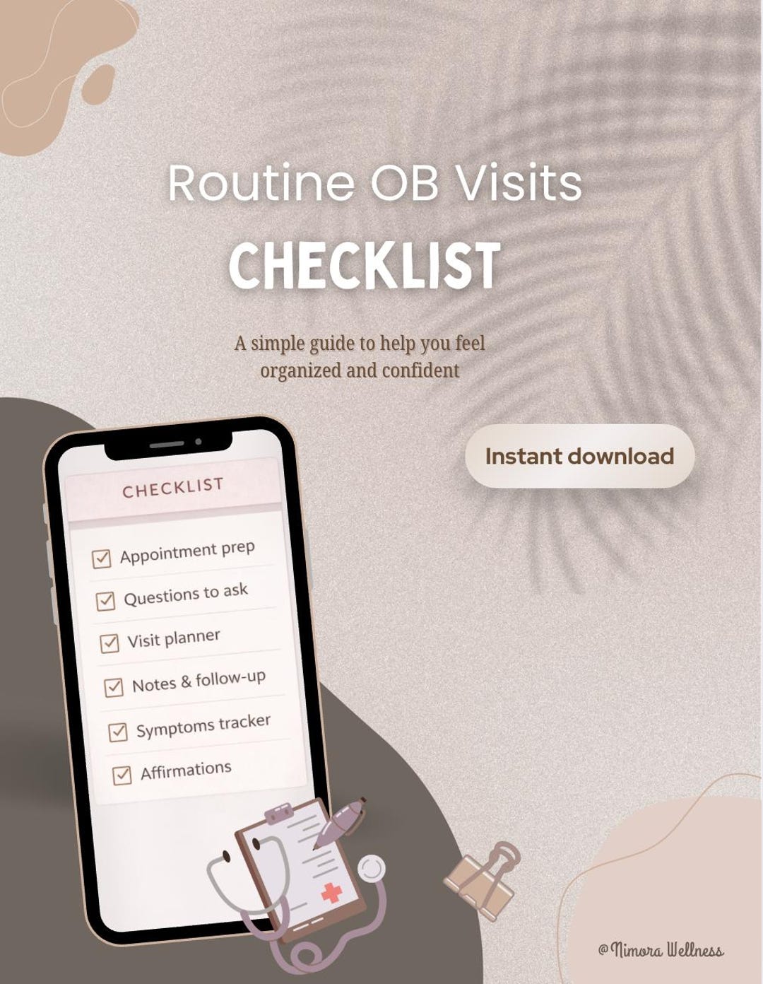 Prenatal OB Visit Checklist Printable | Pregnancy Appointment Questions ...