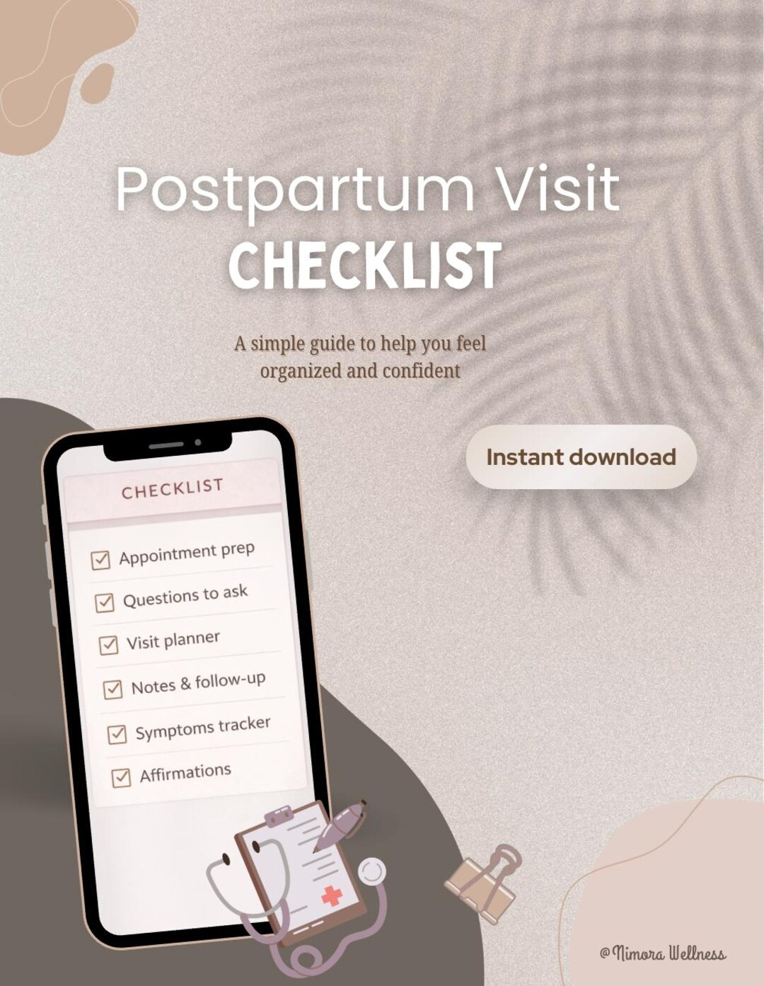 Postpartum Visit Checklist Printable | Guided Questions & Appointment ...