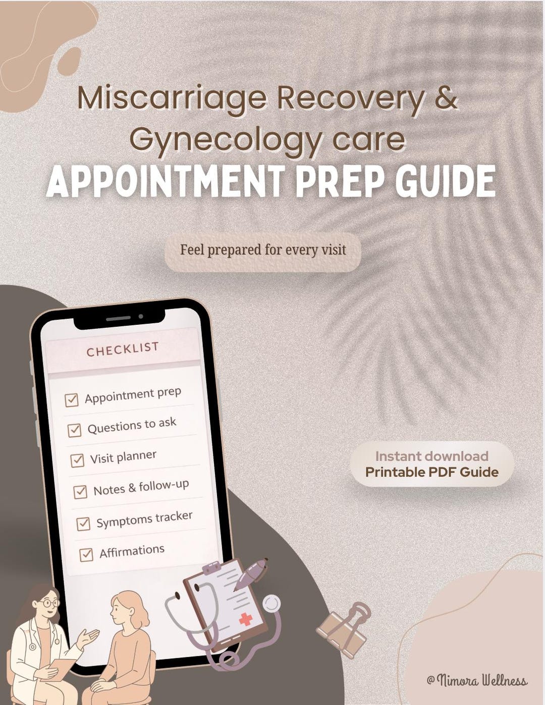 Miscarriage Recovery Checklist Printable | OB-GYN Appointment Prep ...