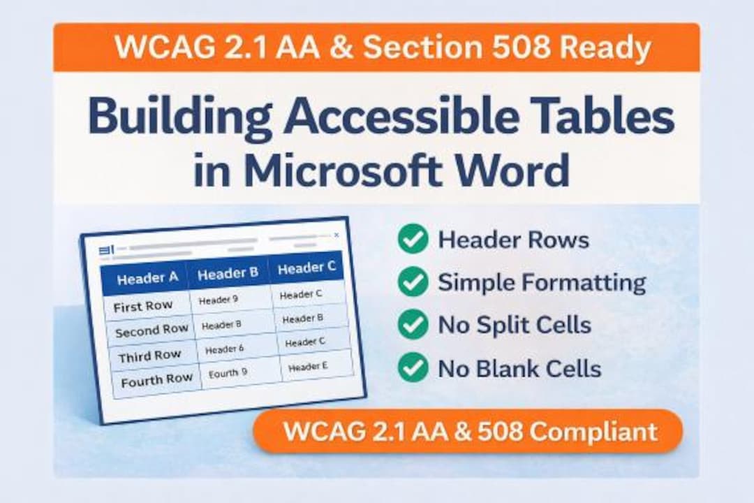 Building Accessible Tables in Microsoft Word (handout) - Etsy