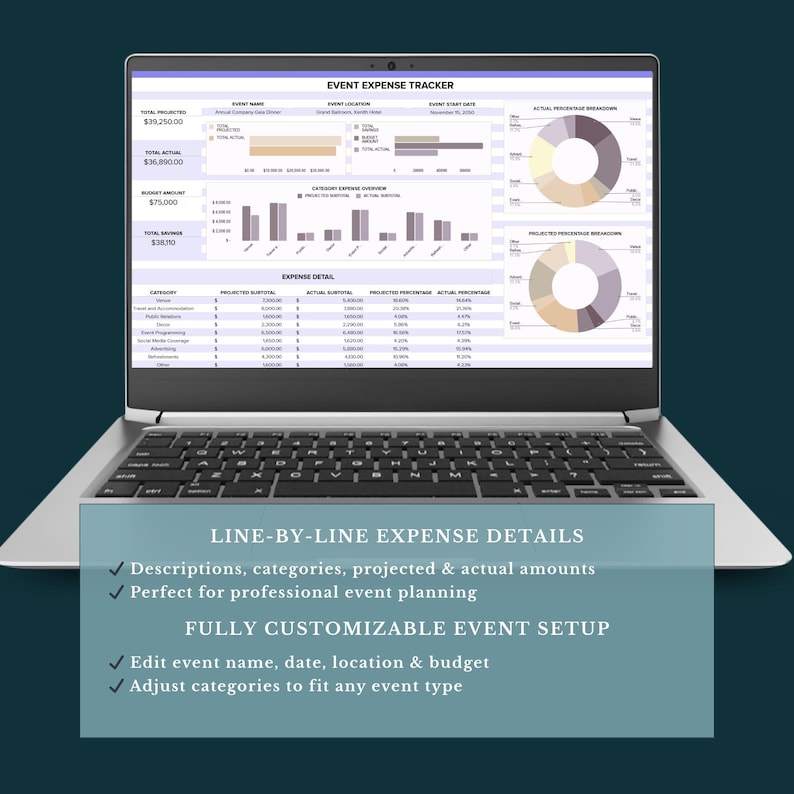 Event Expense Tracker Template | Budget Dashboard (google Sheets ...