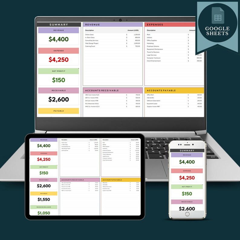 Daily Accounting Template Google Sheets | Income Expense Tracker for ...