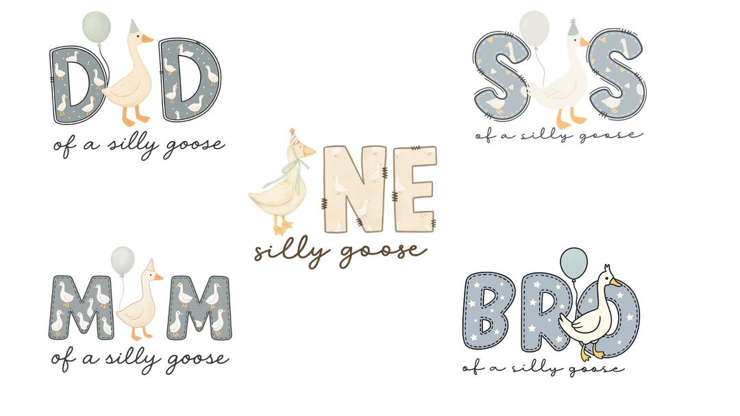 Mom, Dad, Sis, Bro, One of A Silly Goose, Family Goose Theme PNG, Funny ...