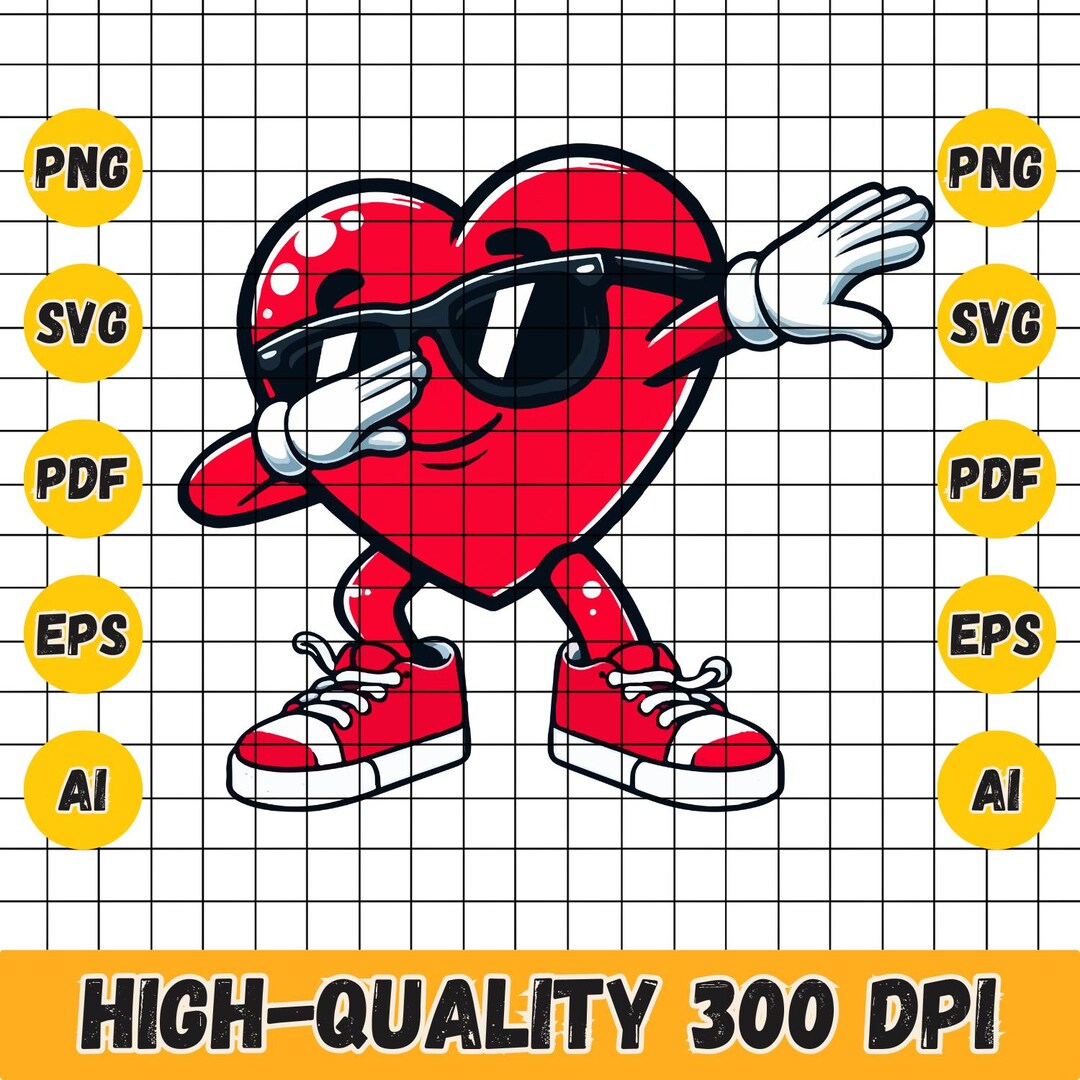 Dabbing Heart PNG | Funny Heart Clipart | Love Heart Valentine Design ...