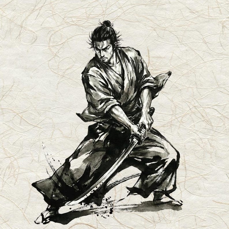 Sumi-e Samurai Clipart Bundle – Japanese Ink Wash Graphics (PNG ...