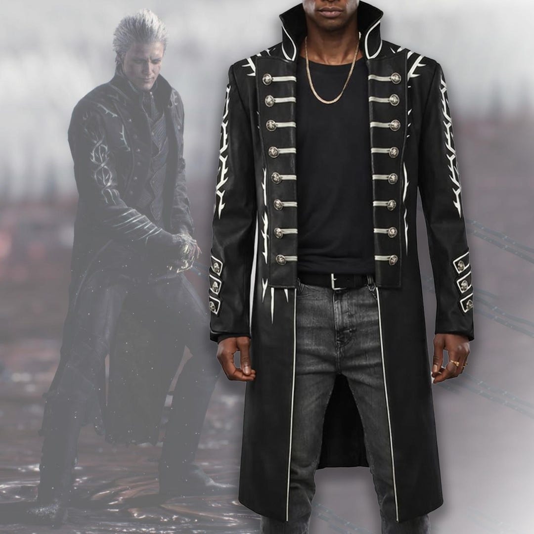 DMC 5 Vergil Cosplay Coat | Devil May Cry Leather Trench Jacket - Etsy