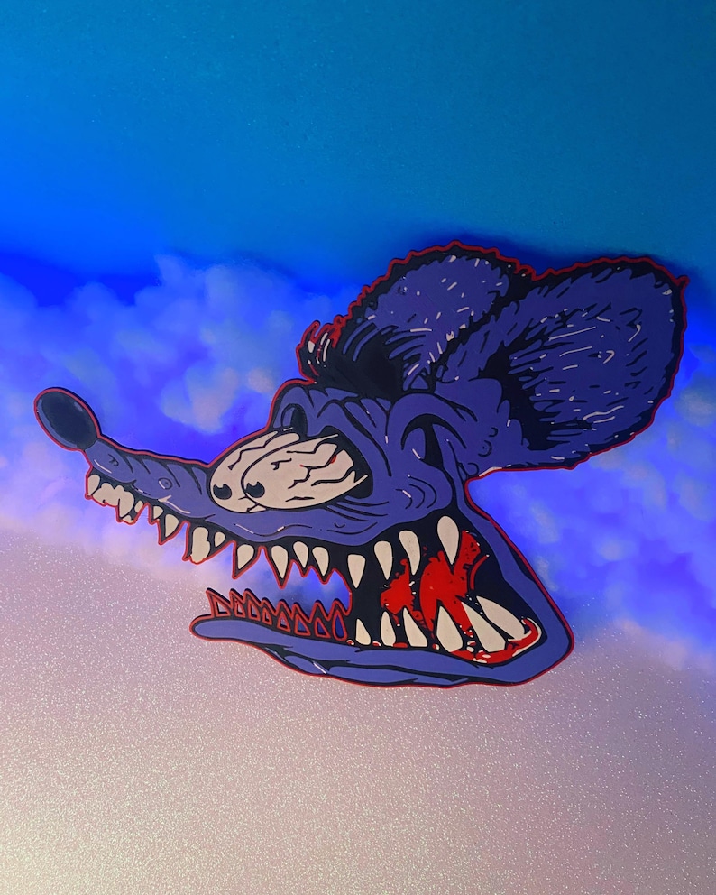 Purple Rat Fink Head Wall Art | Ed Roth Style Hot Rod Monster | Kustom ...
