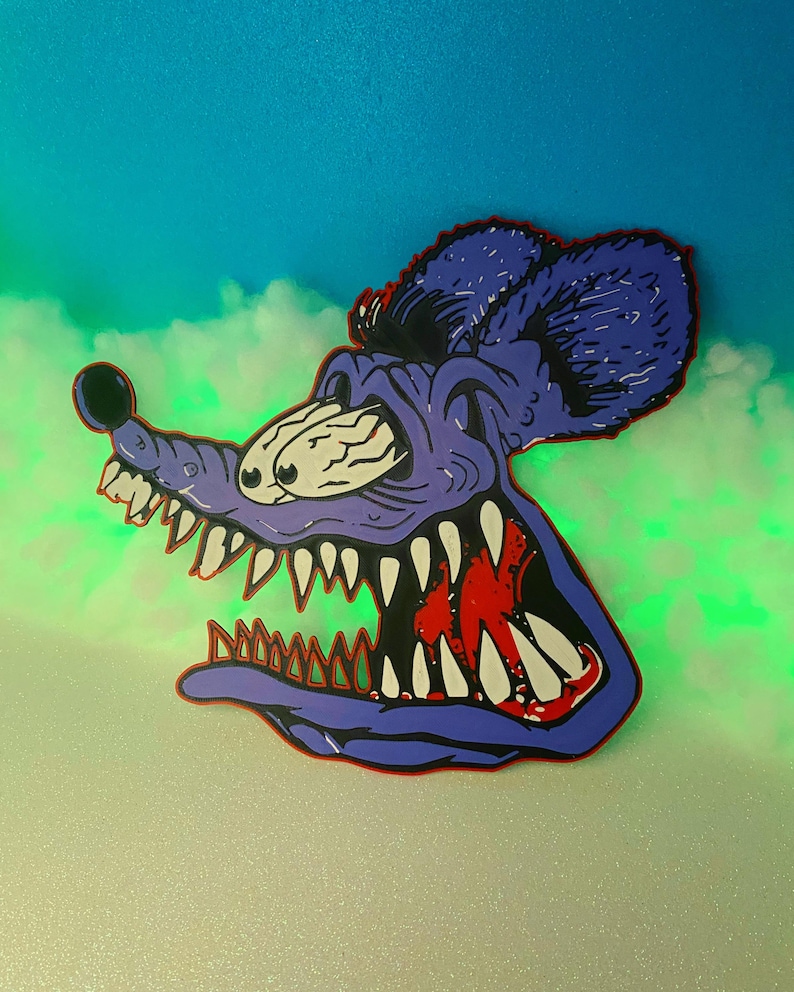 Purple Rat Fink Head Wall Art | Ed Roth Style Hot Rod Monster | Kustom ...