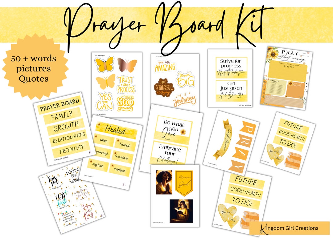 Pray Board Kit Yellow Sunflower, Digital Download, Prayer Printable - Etsy