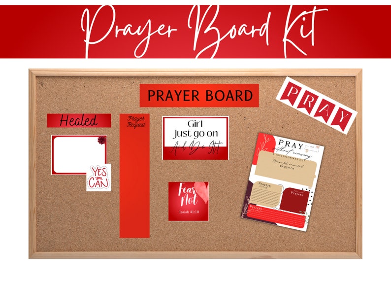 Red Christian Prayer Board Kit: Printable Bible Verses (digital ...