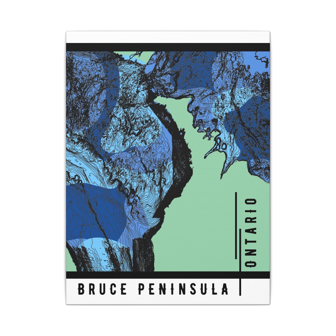 Bruce Peninsula Ontario Map Canvas Print X Modern Abstract Earth Travel ...