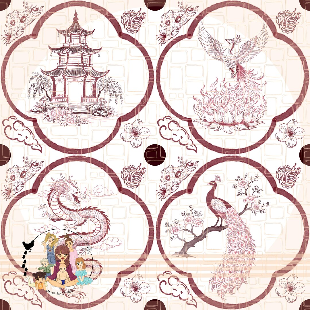 Vermillion & White Chinoiserie Seamless File | Delft Tile | Grand ...