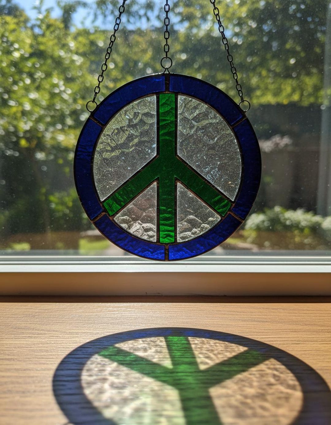 Stained Glass Peace Sign Pattern, Modern Suncatcher Template (digital ...