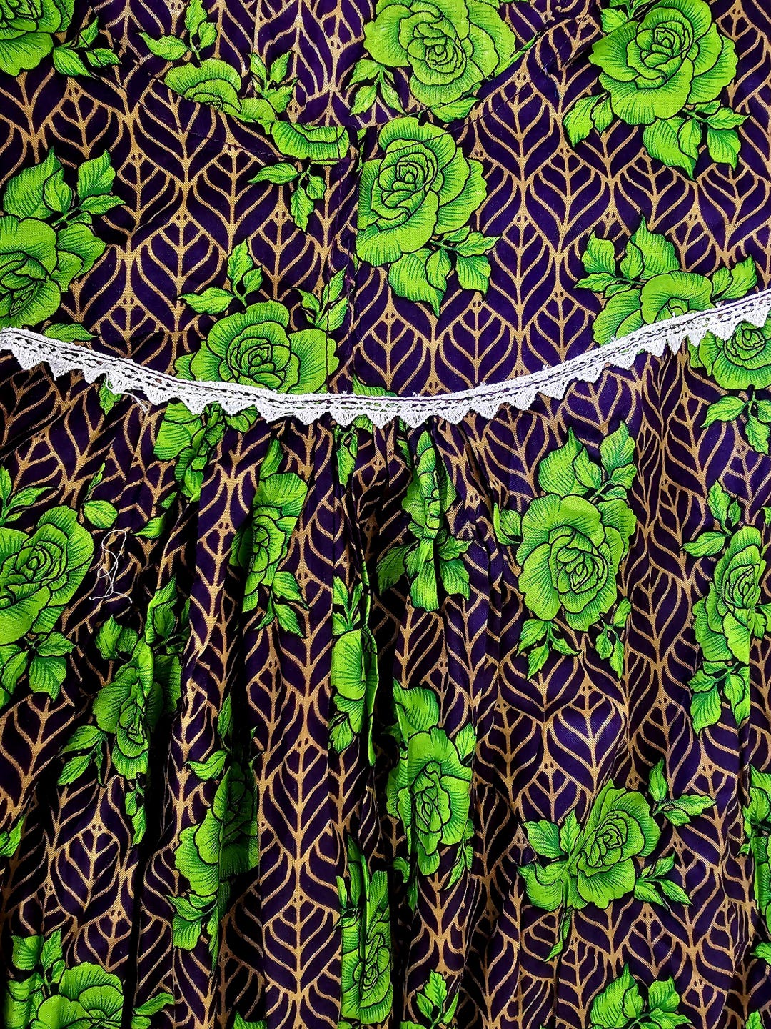 Green Rose Print Cotton Nighty With Pocket | Pakistani Sleepwear for ...