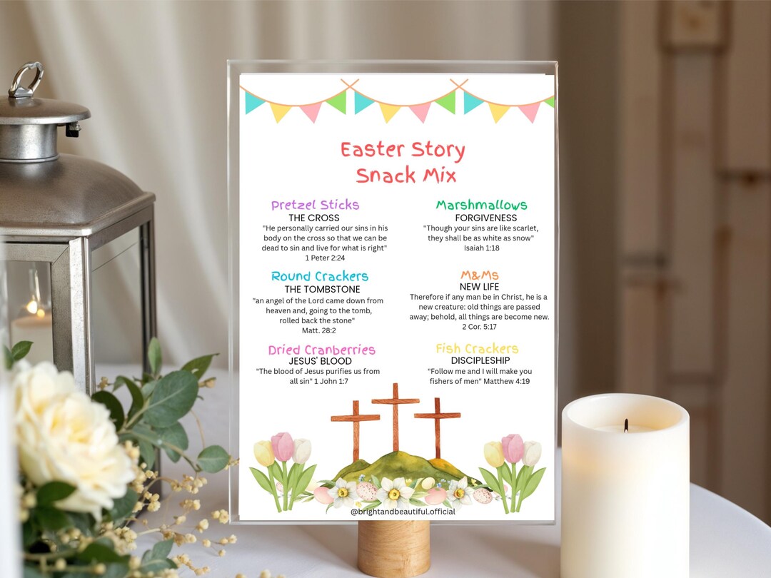Easter Story Snack Mix Printable, Christian Activity for Kids, Sunday ...