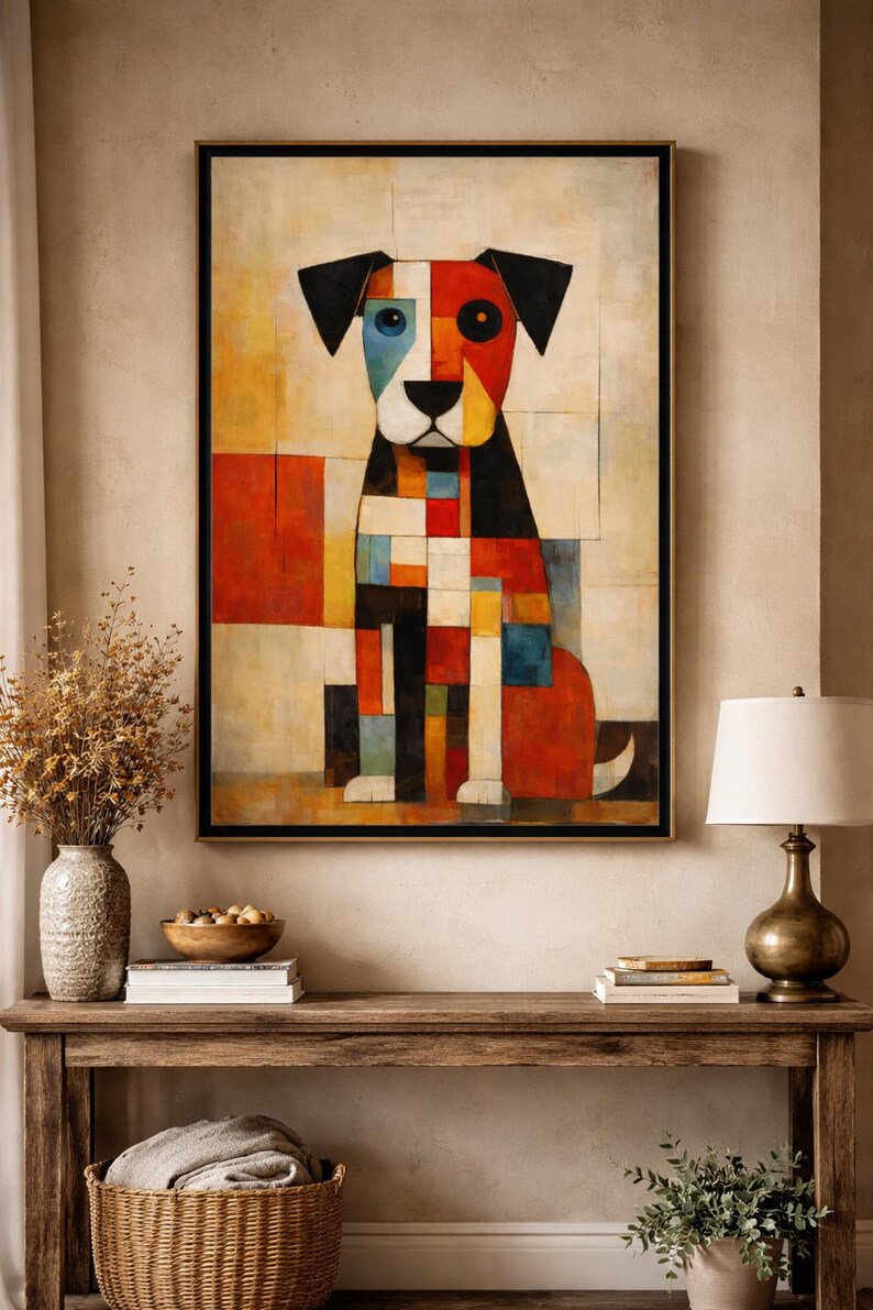 Geometric Cubist Dog Portrait, Printable Digital Download ...