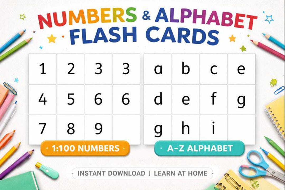 Alphabet & Numbers Flash Cards | Visual Learning, Autism Support ...