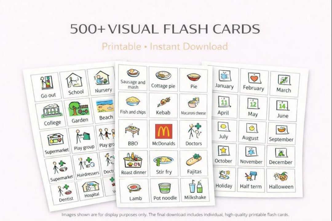 Visual Flash Card Bundle - 500+ Printable Visual Support Cards + Now ...