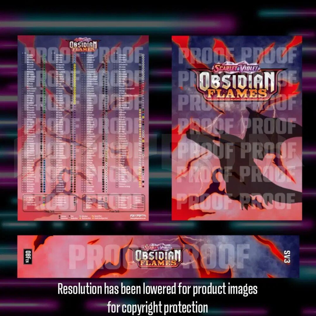Pokemon - Obsidian Flames - Master Set Checklist - Vinyl Sticker Kit ...