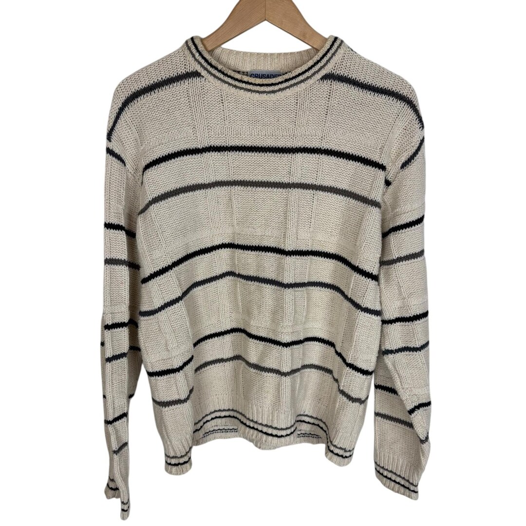 Vintage Crusader Reef Mens Medium Striped Textured Cotton Crewneck ...