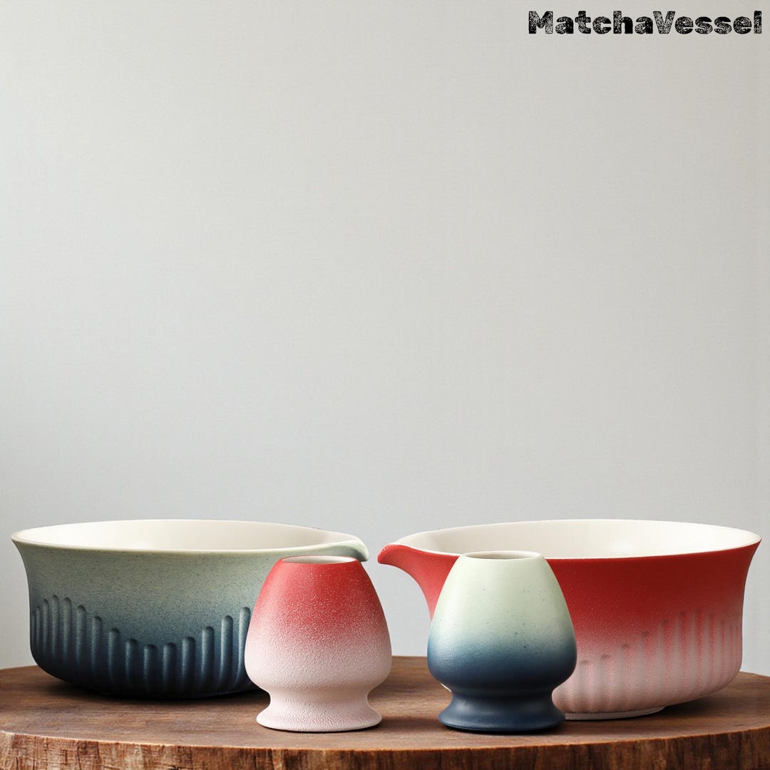 Handcrafted Japanese Matcha Bowl & Whisk Holder Set | Minimal Ceramic ...