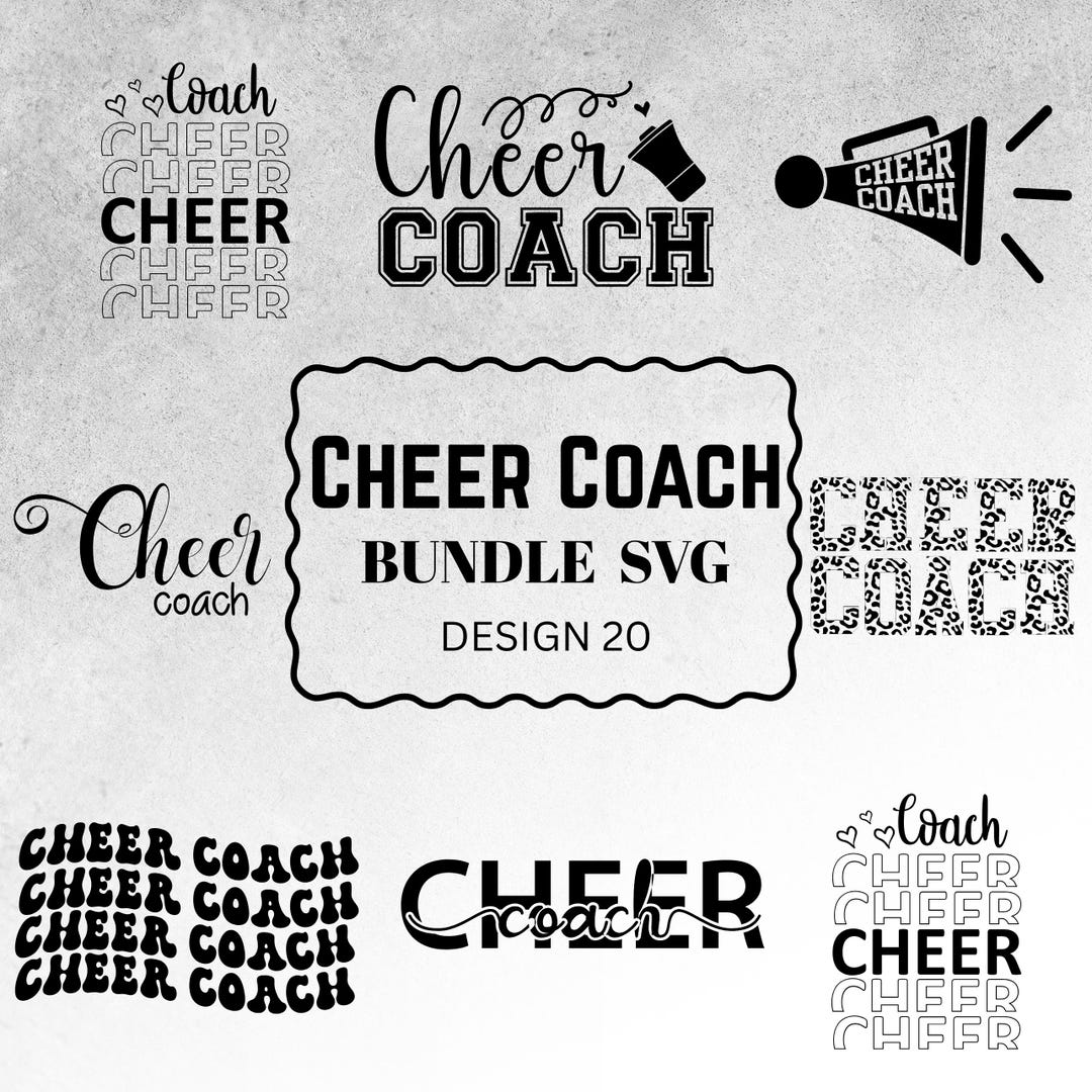 Cheer Coach SVG Bundle | Cheerleader Clipart PNG | Megaphone & Leopard ...