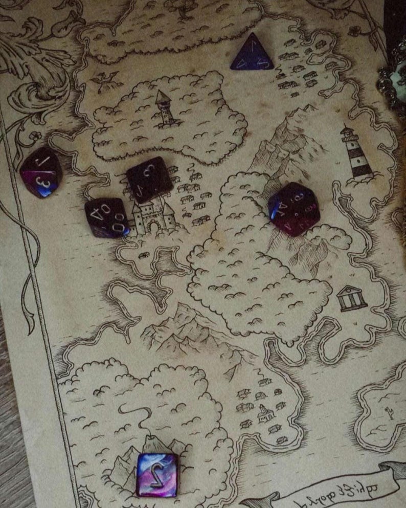 Original Hand-drawn Fantasy Map - Fantasy Authors - D&D - Unique A4 ...