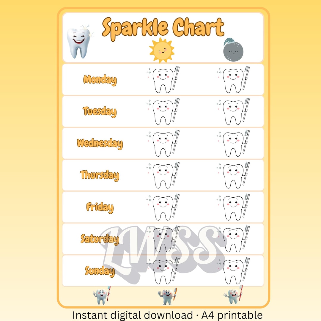 Toddler Tooth Brushing Chart: Daily Dental Habit Tracker for Kids - Etsy
