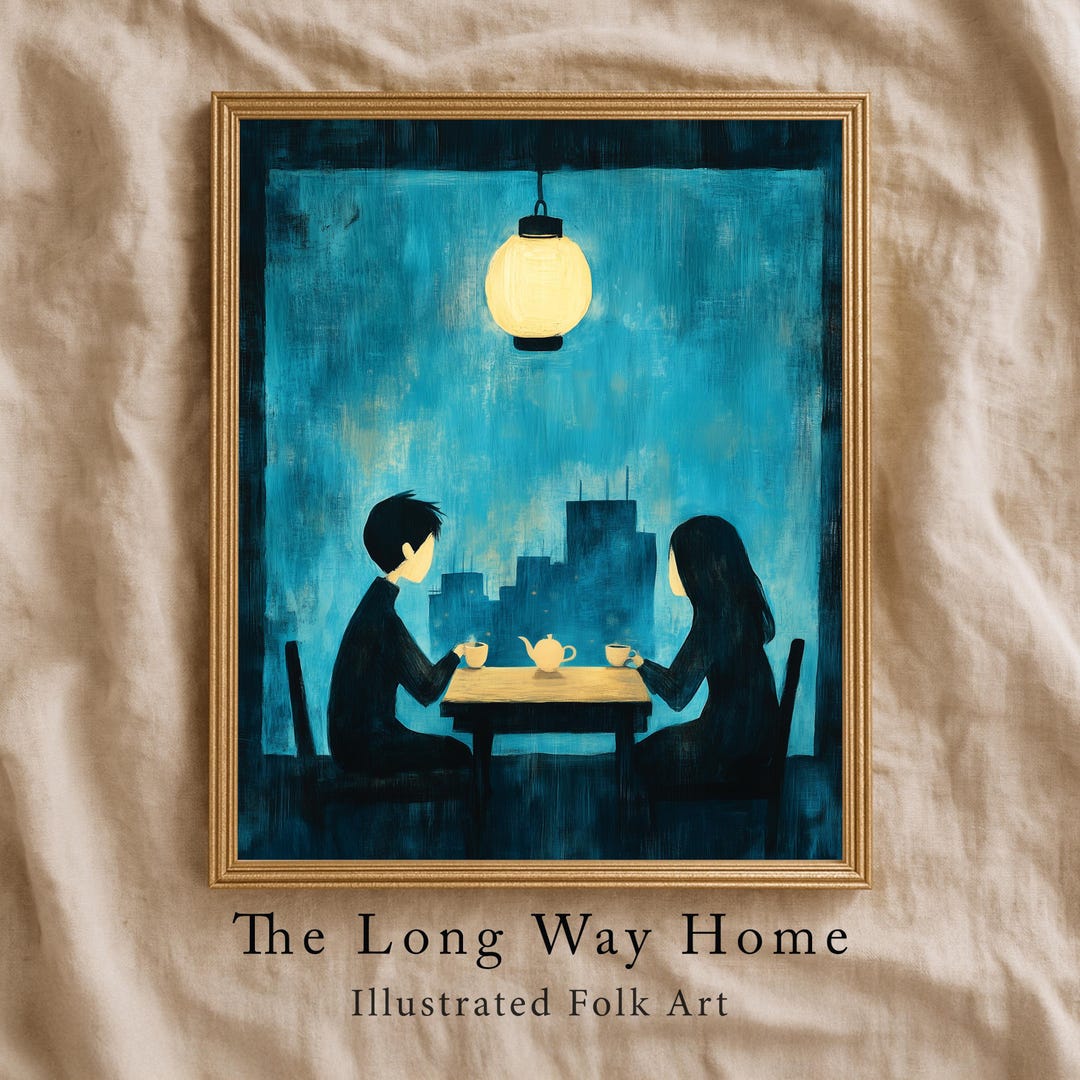 Moody Illustrated Folk Art - Romantic Emo Atmosphere, Cozy Teatime ...
